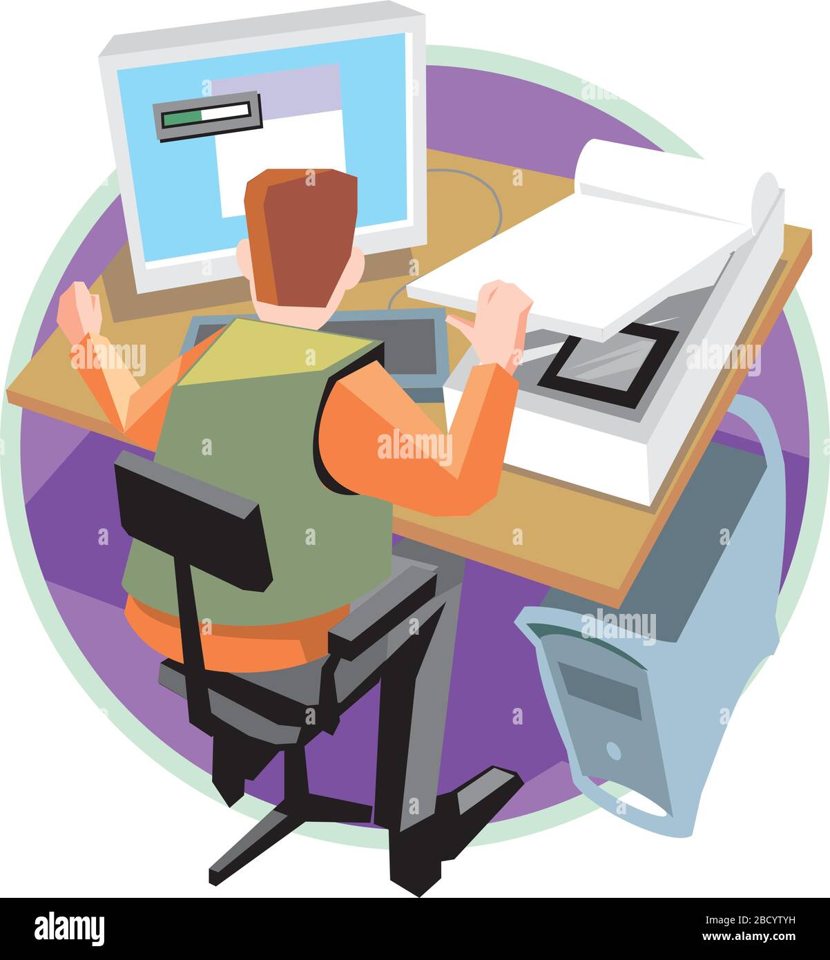 Designer at work design and print service, vector icon illustration ...