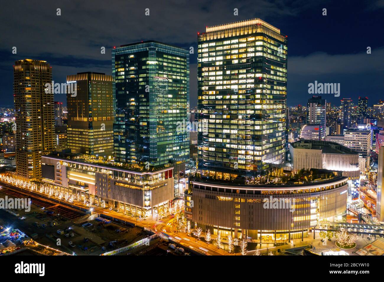 aerial view of osaka city skyline in japan Stock Photo - Alamy
