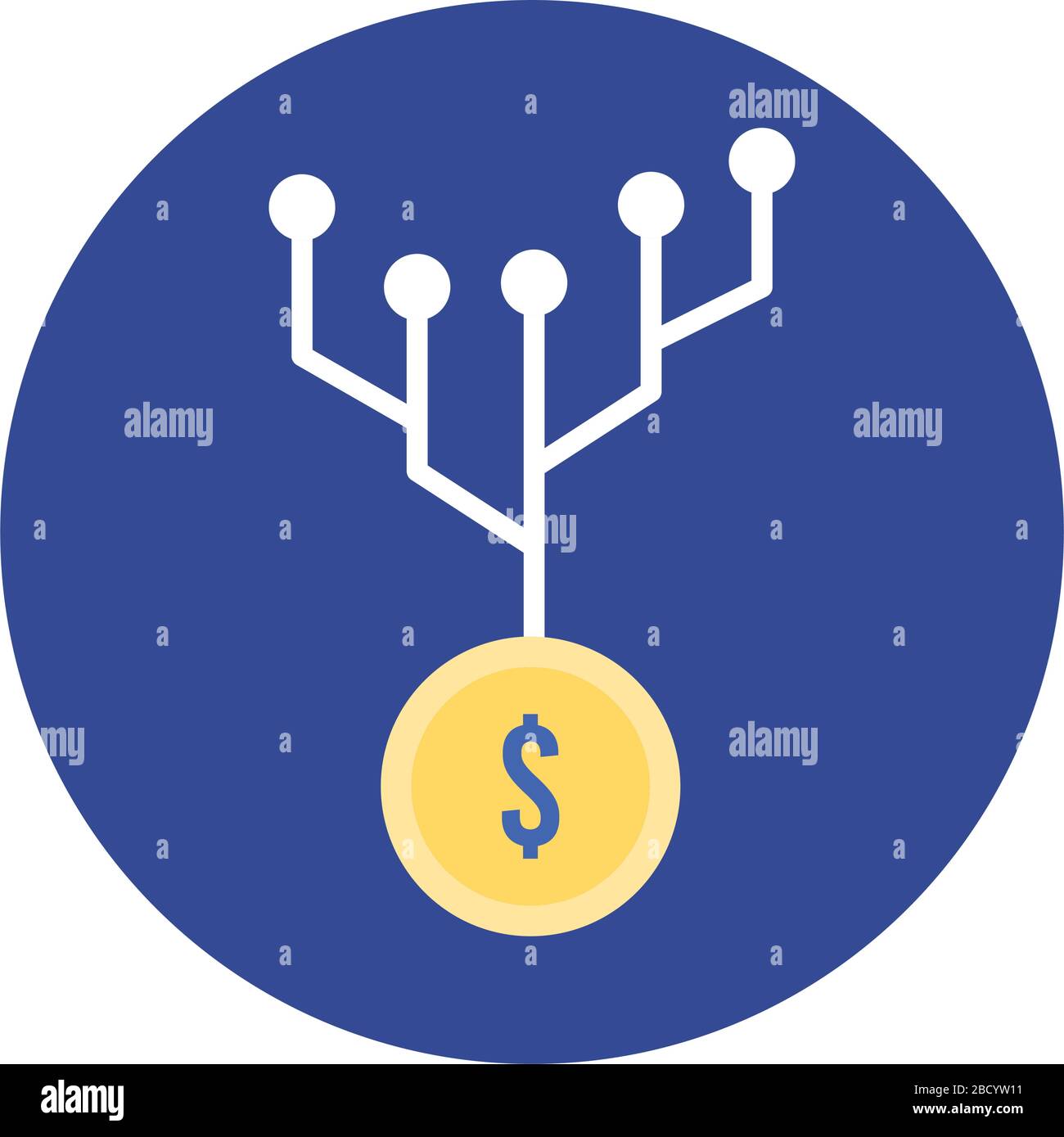 coin money dollar with electric circuit block and flat style icon Stock ...