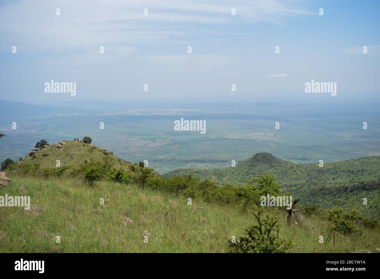 Panoramic mountain landscapes in rural Kenya, Oloroka Mountain Range ...