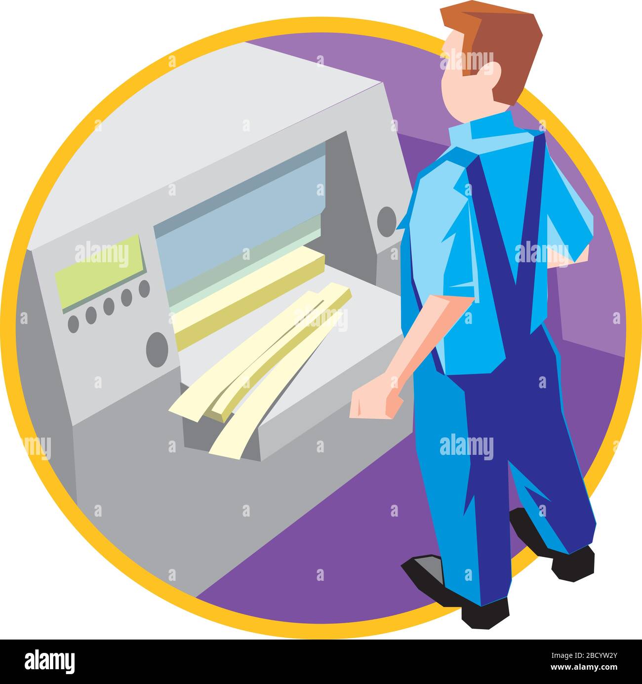 Paper cutter at work print service icon, vector illustration Stock ...