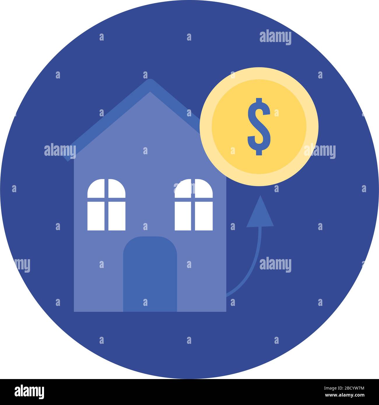 coin money dollar with house block and flat style icon Stock Vector ...