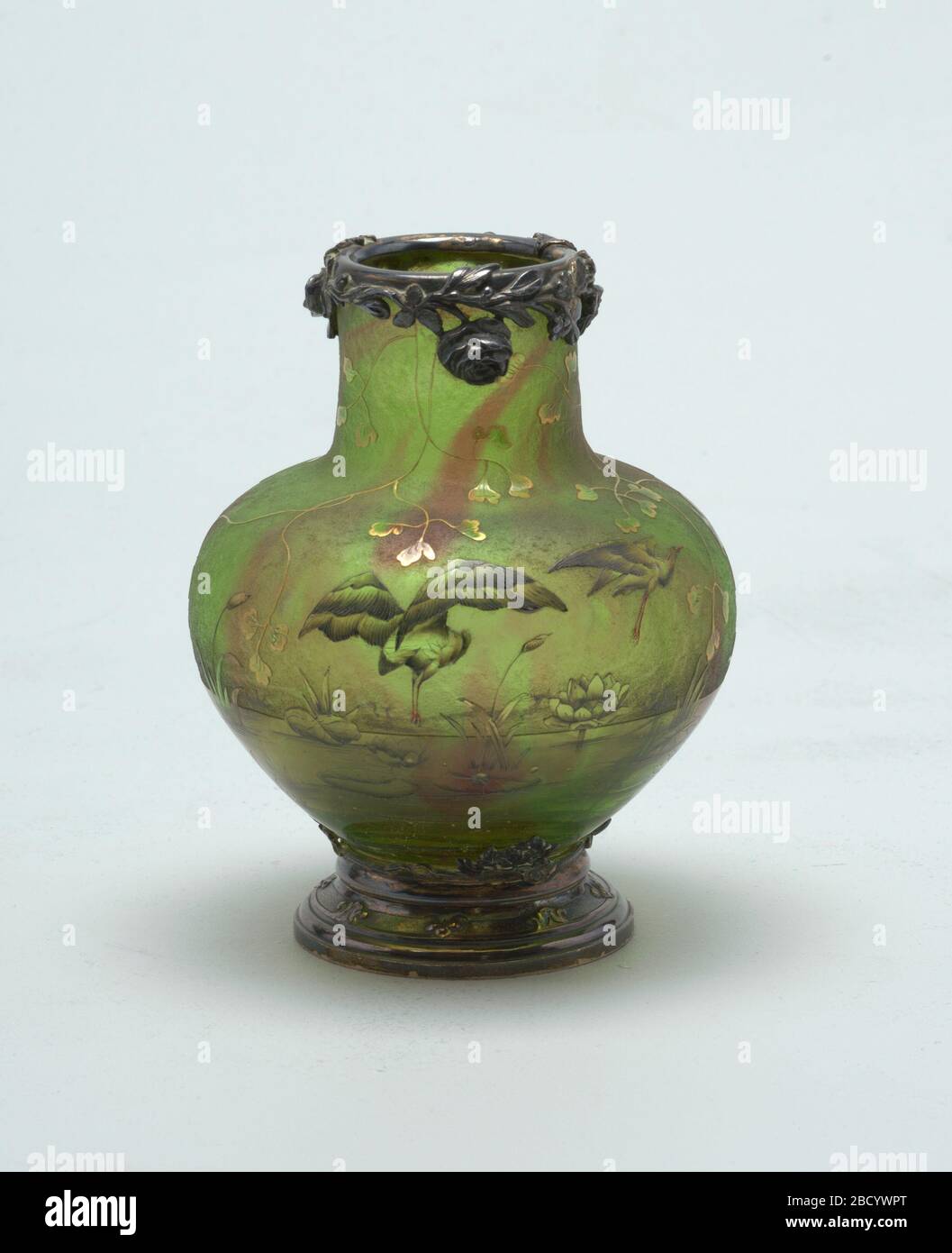 Vase. Research in ProgressSquat ovoid body of deep green glass with ...