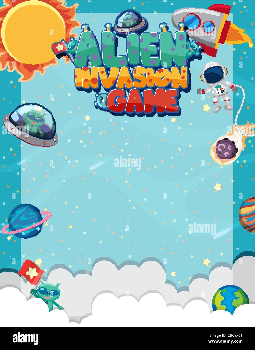 Frame template with many planets in the space background illustration ...