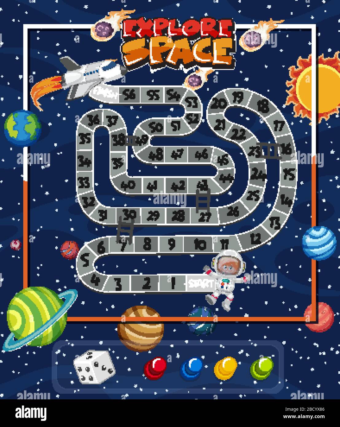 Game template with many planets in the space background illustration ...