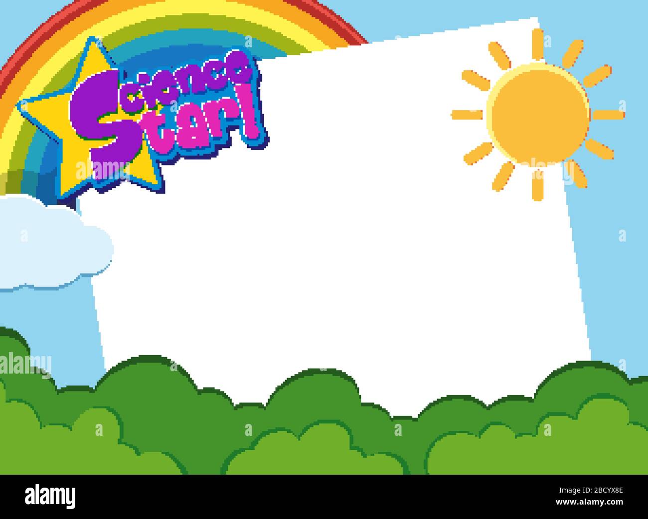 Background template design with garden scene illustration Stock Vector ...