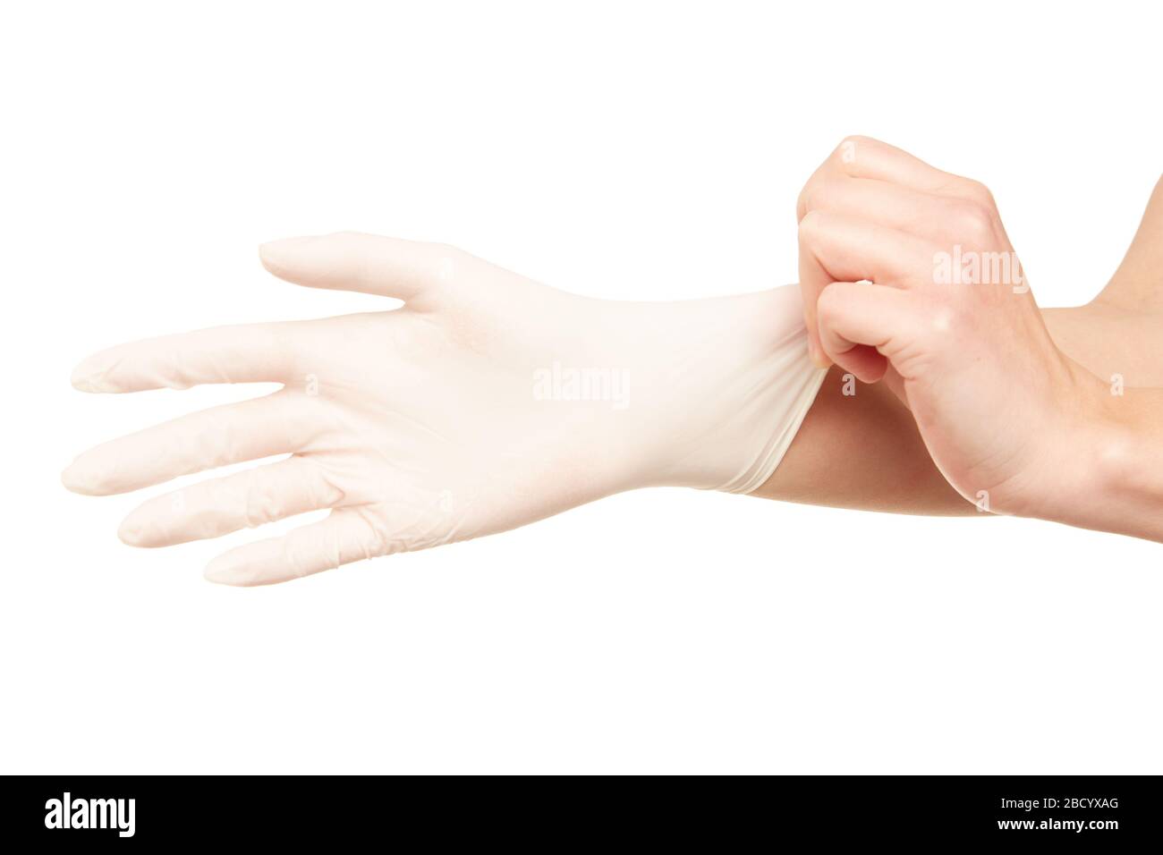 Human hands putting on medical hi-res stock photography and images - Alamy