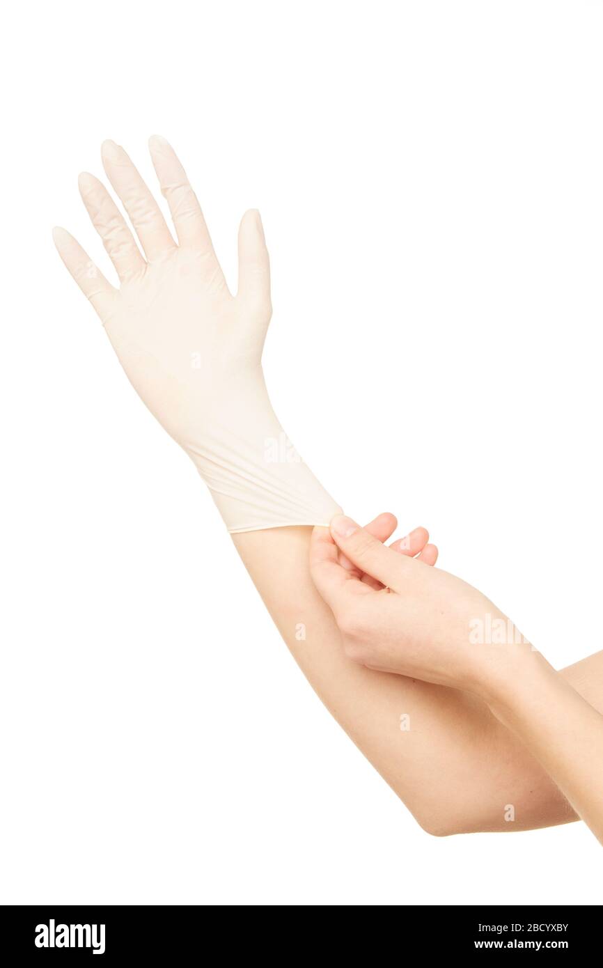Human hands putting on medical hi-res stock photography and images - Alamy