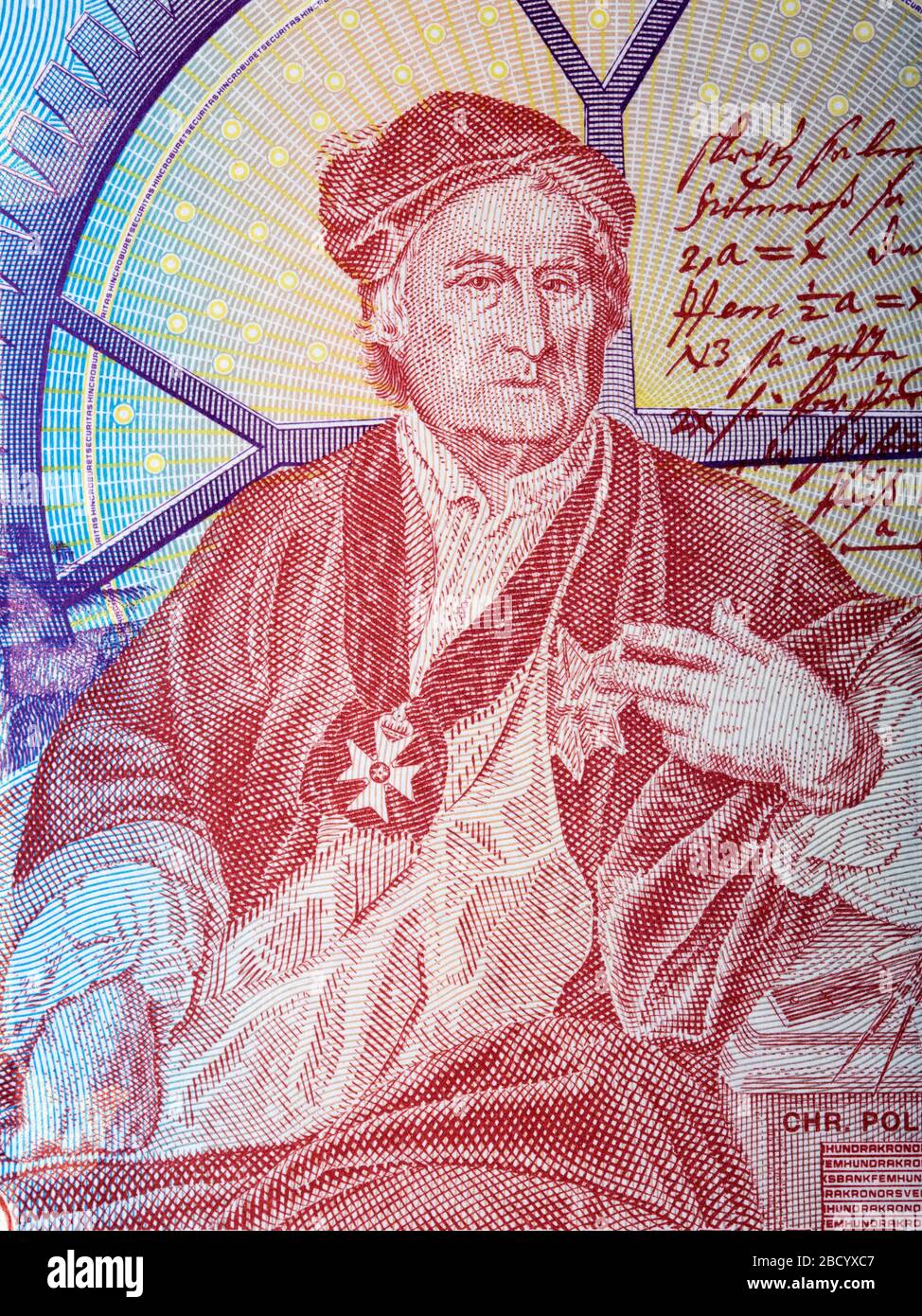 Christopher Polhem a portrait from Swedish money Stock Photo - Alamy