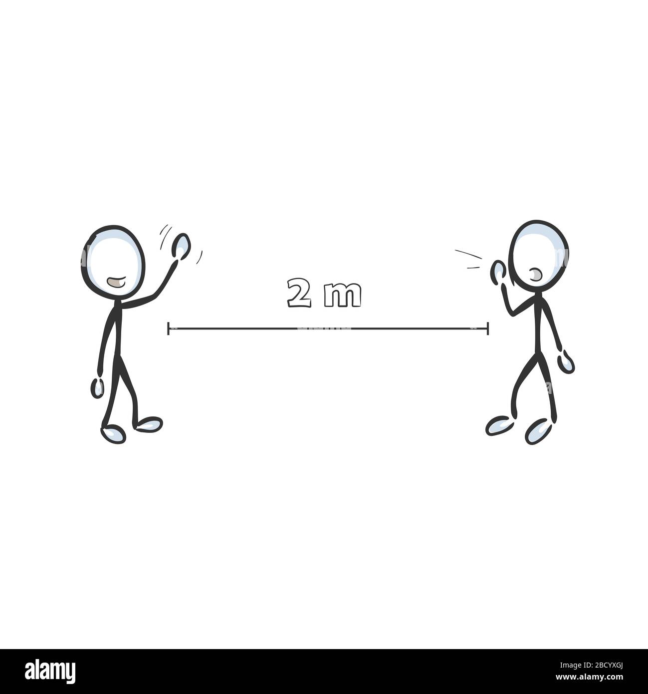 Safe distance rule during virus quarantine. Hand drawn. Stickman ...