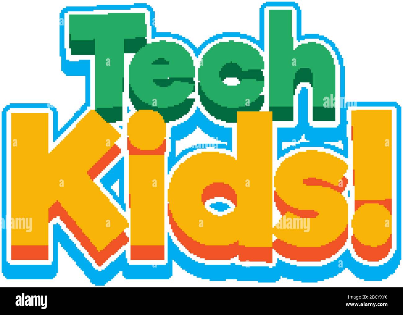 Font design for tech kids on white background illustration Stock Vector ...