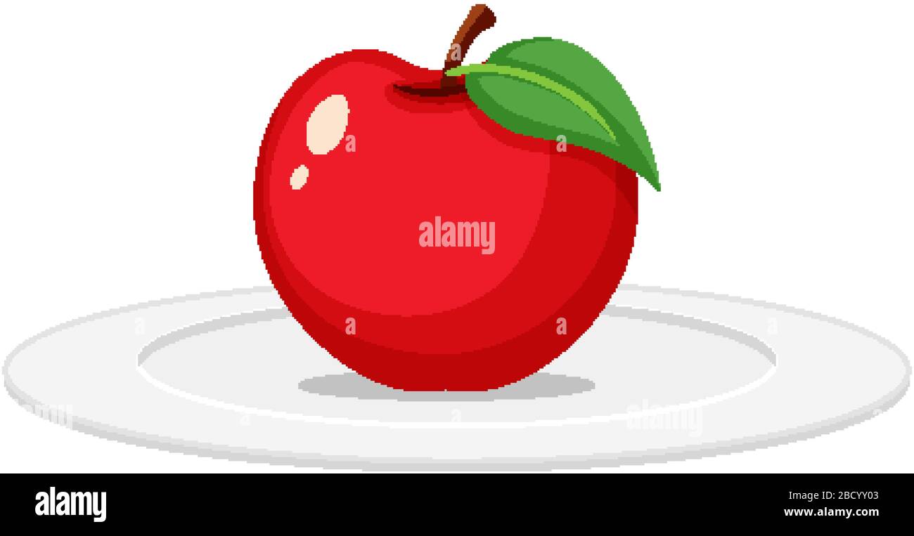 Plate apple isolated Stock Vector Images - Alamy