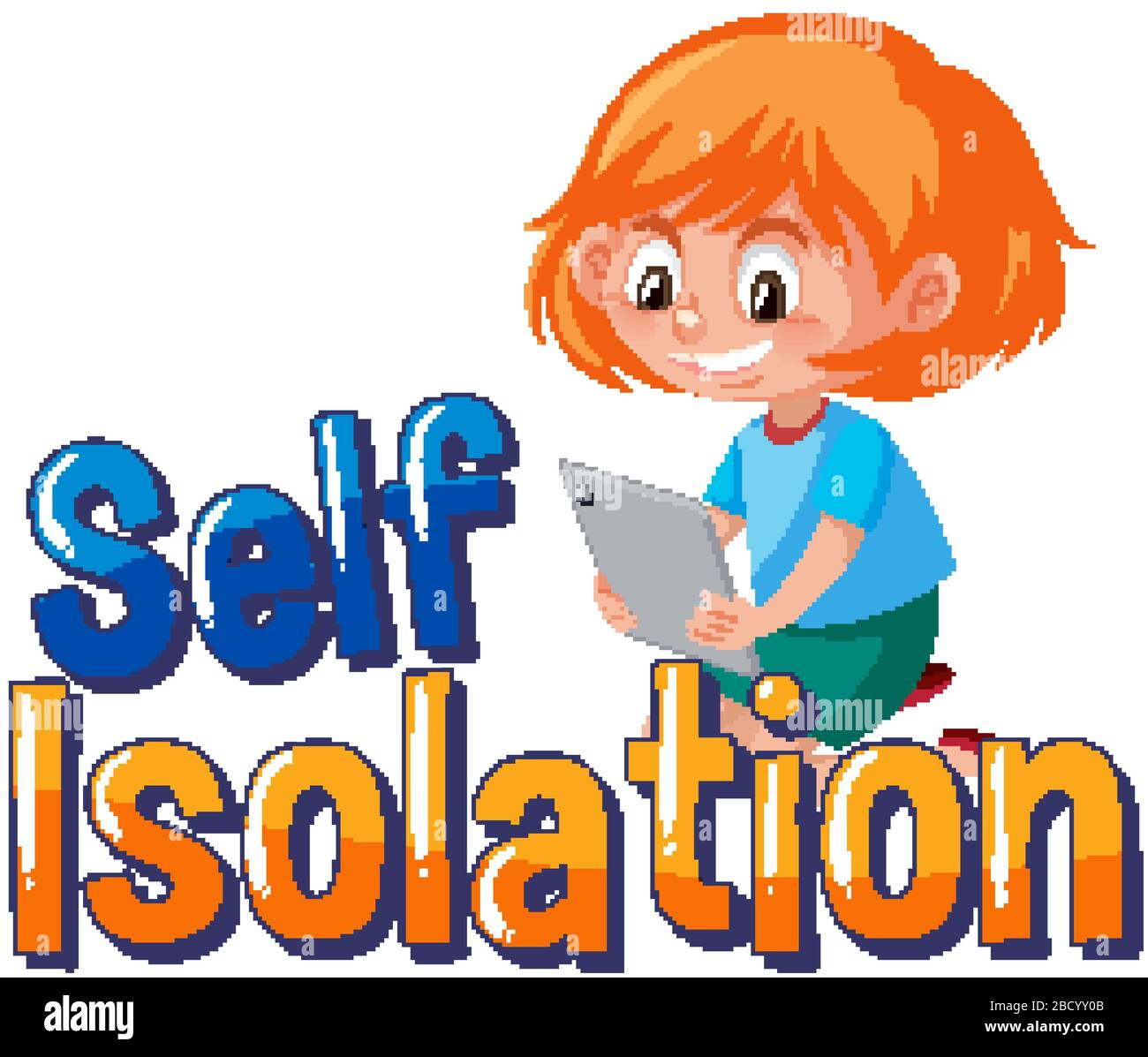 Self isolation girl symbol illustration Stock Vector Image & Art - Alamy
