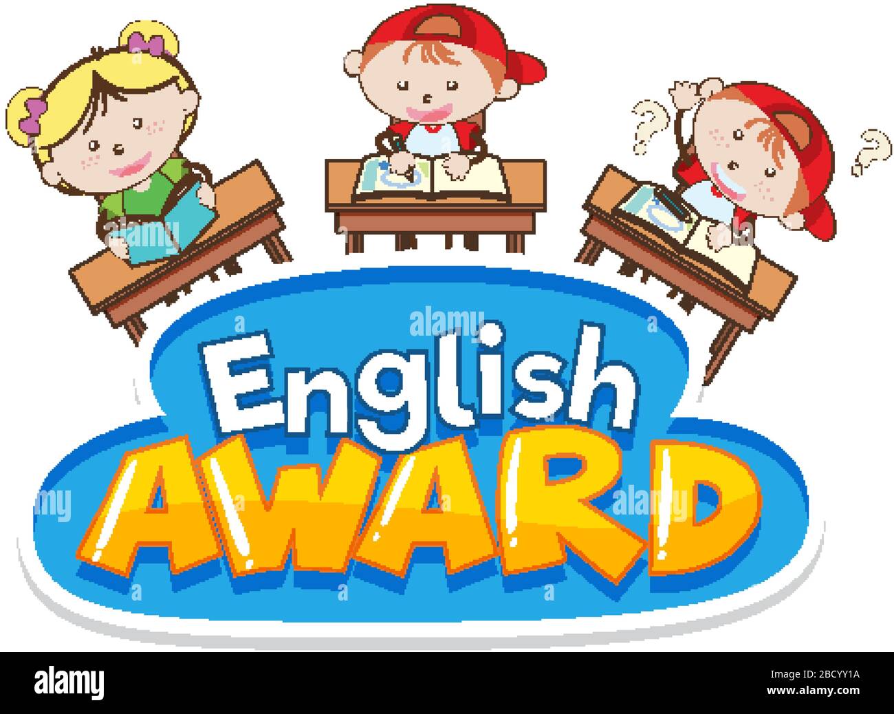 Font design for word English award with kids in the classroom ...