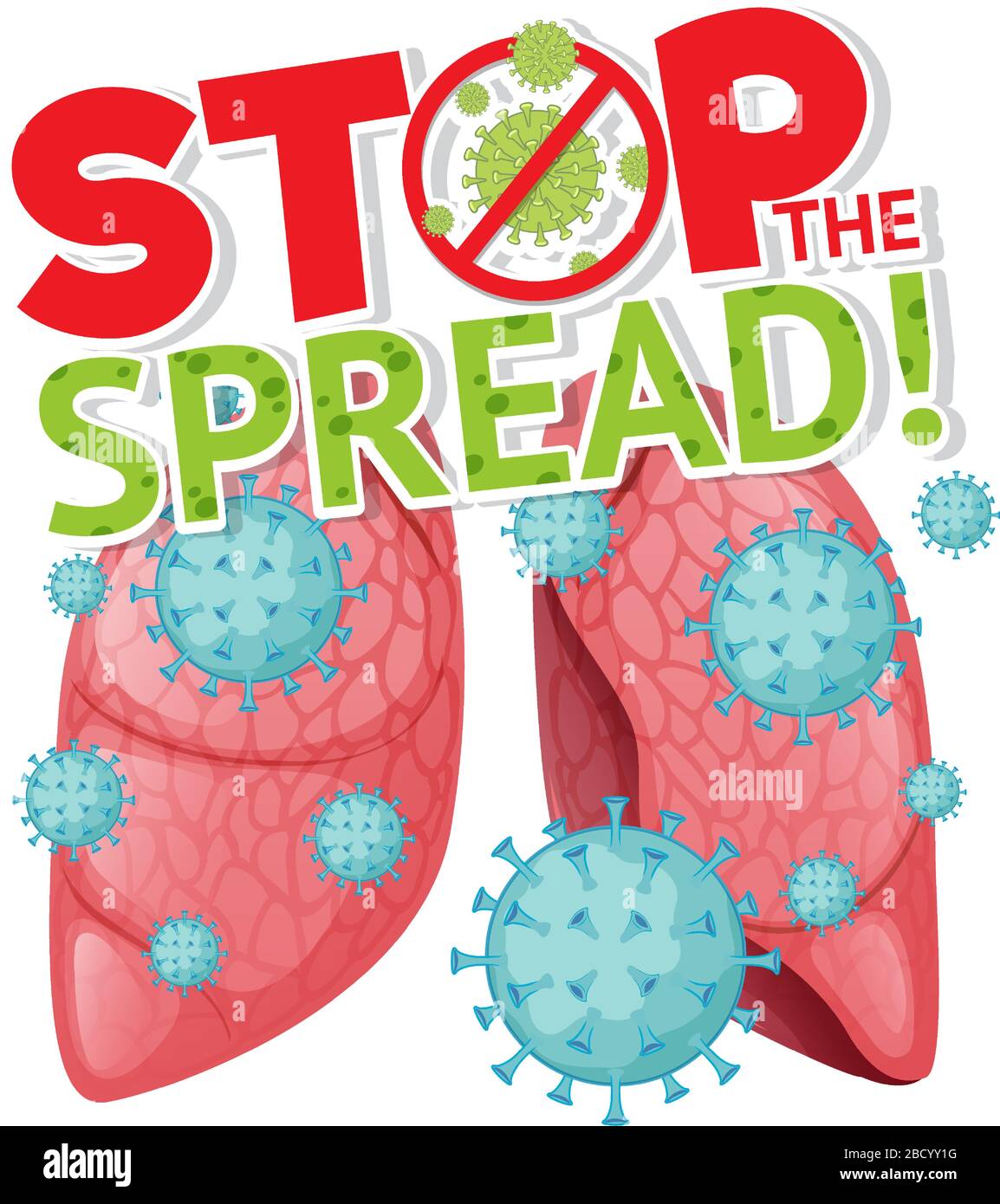 Coronavirus poster design with word stop the spread illustration Stock ...