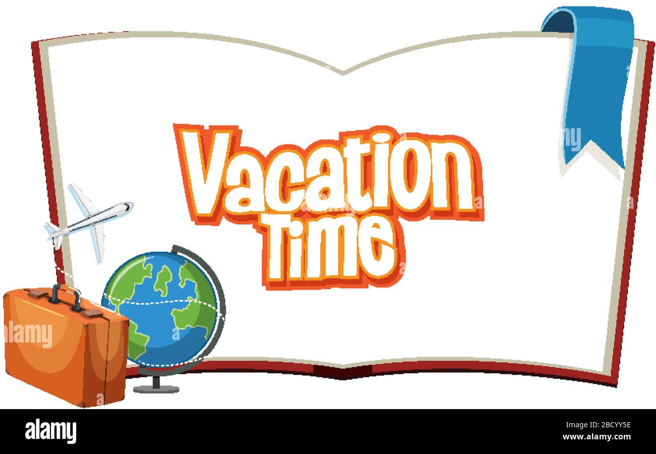 Font design for word vacation time with word on the book illustration ...
