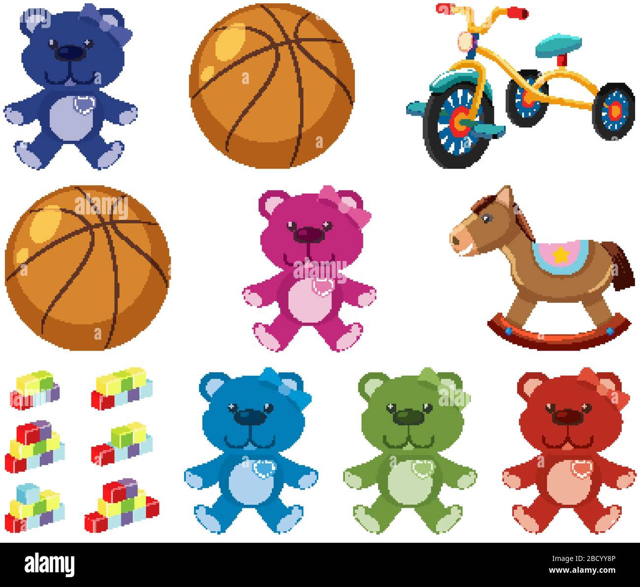 Large set different toys on white background illustration Stock Vector ...