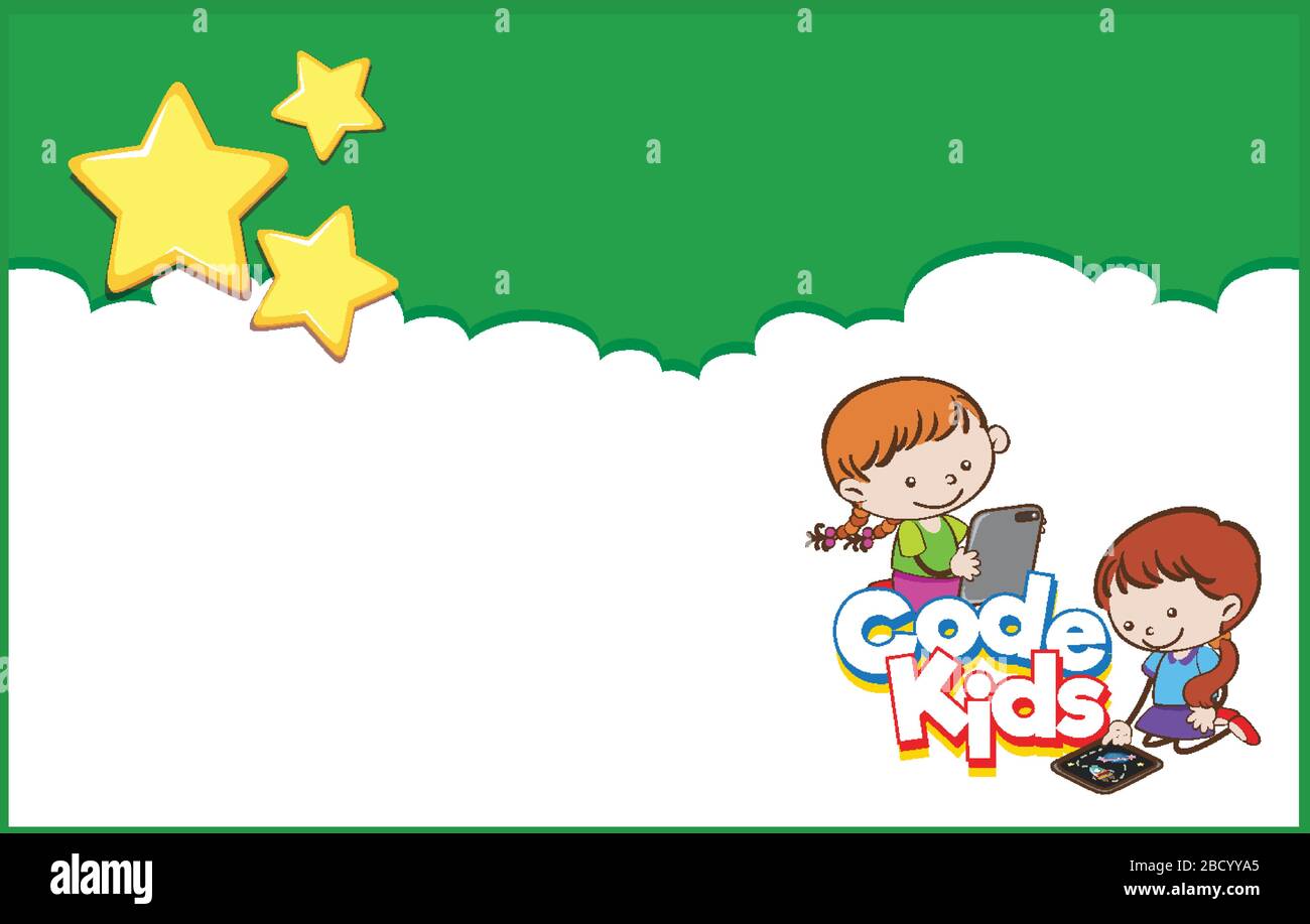 Background design template with two children illustration Stock Vector ...