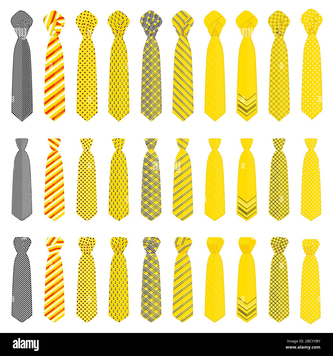 Illustration on theme big set ties different types, neckties various ...