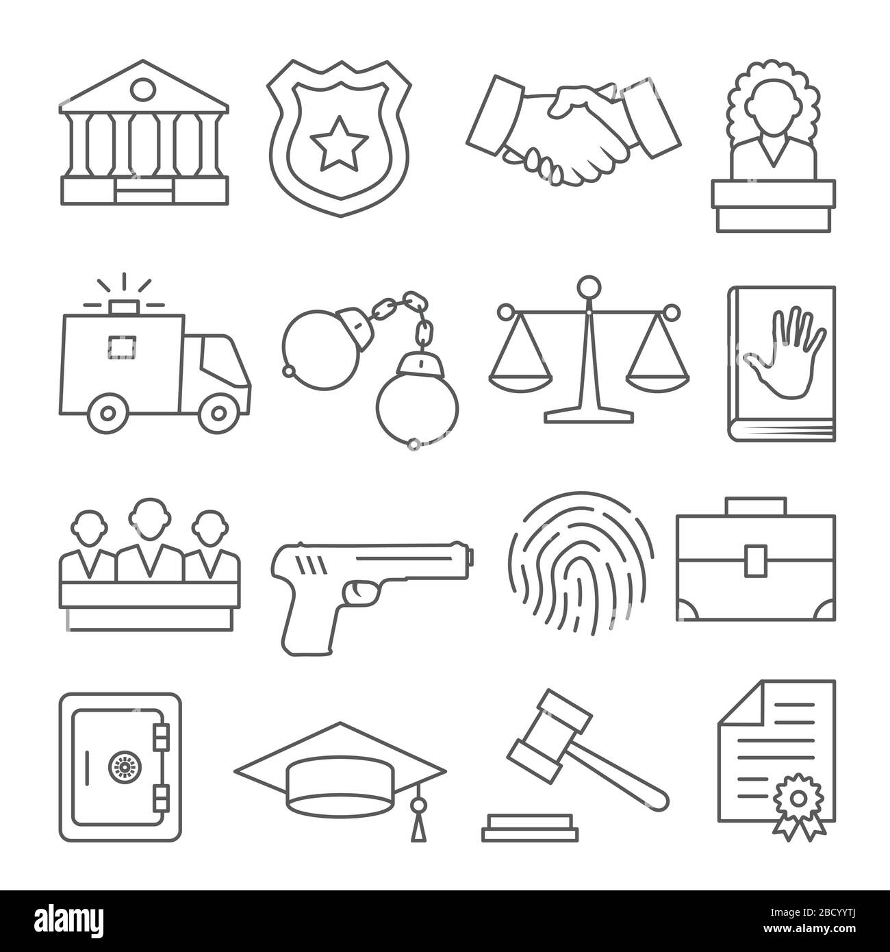 Law line icons set on white background Stock Vector Image & Art - Alamy