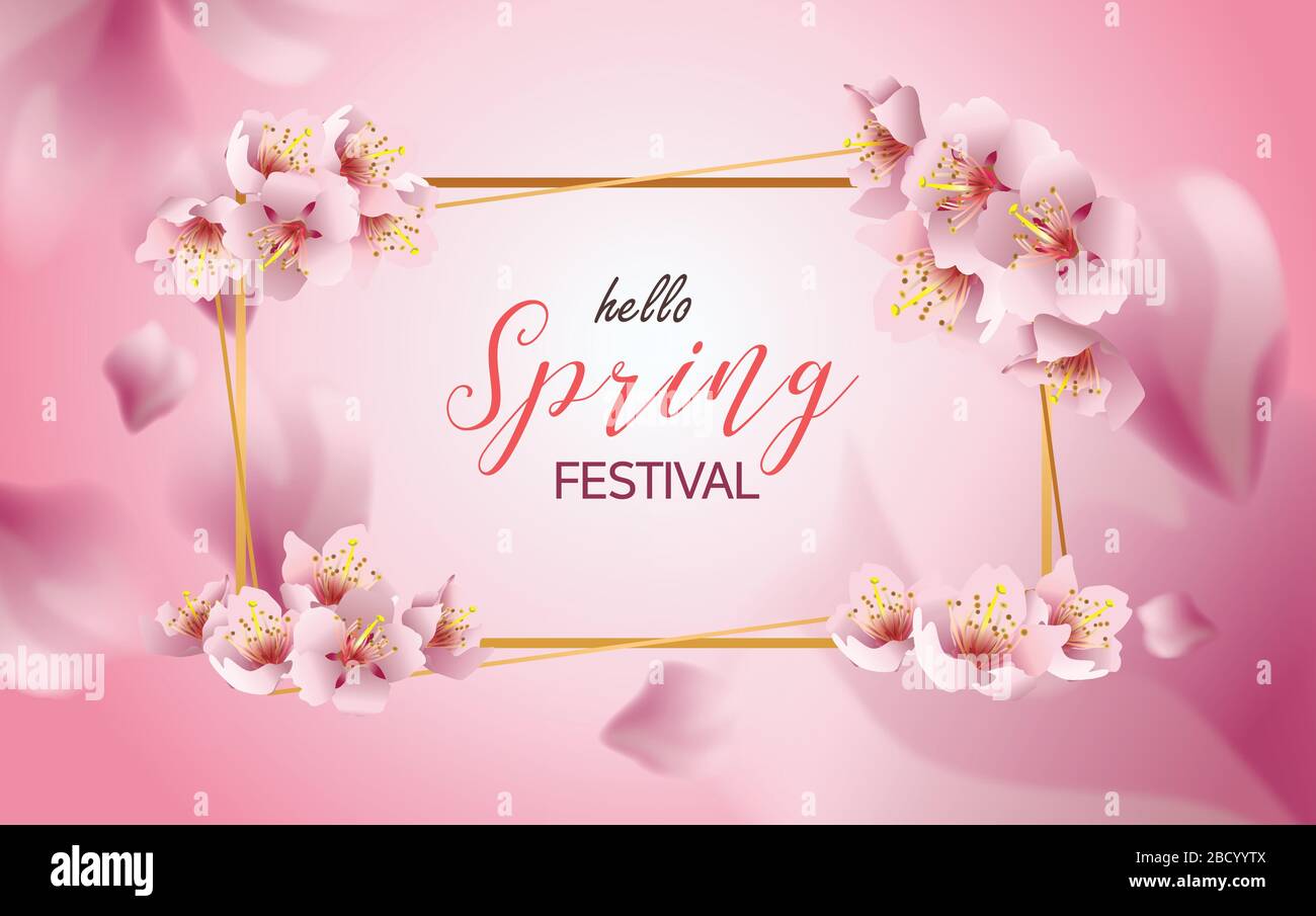 Romantic pink cherry blossoms Stock Vector Images - Alamy