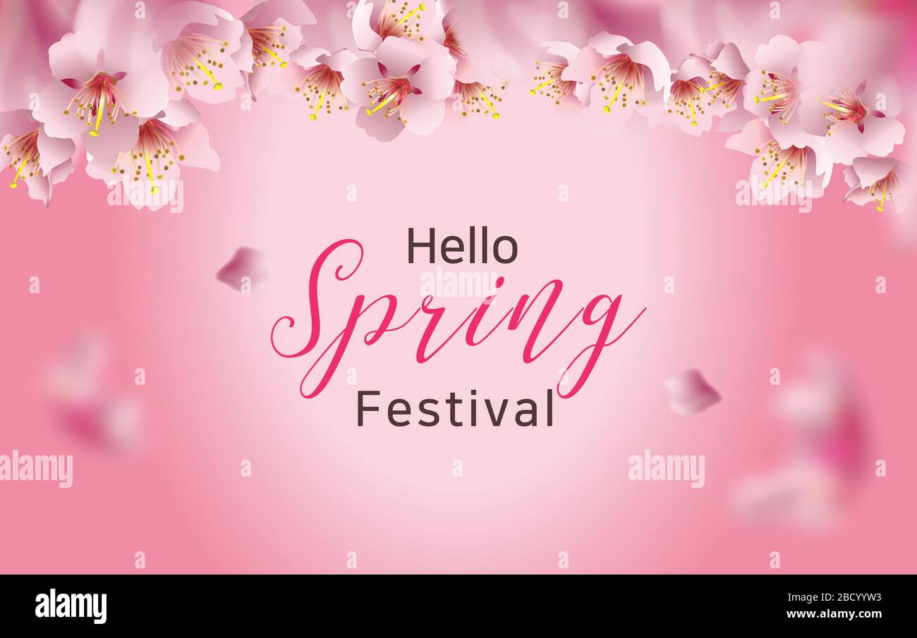 Romantic pink cherry blossoms Stock Vector Images - Alamy