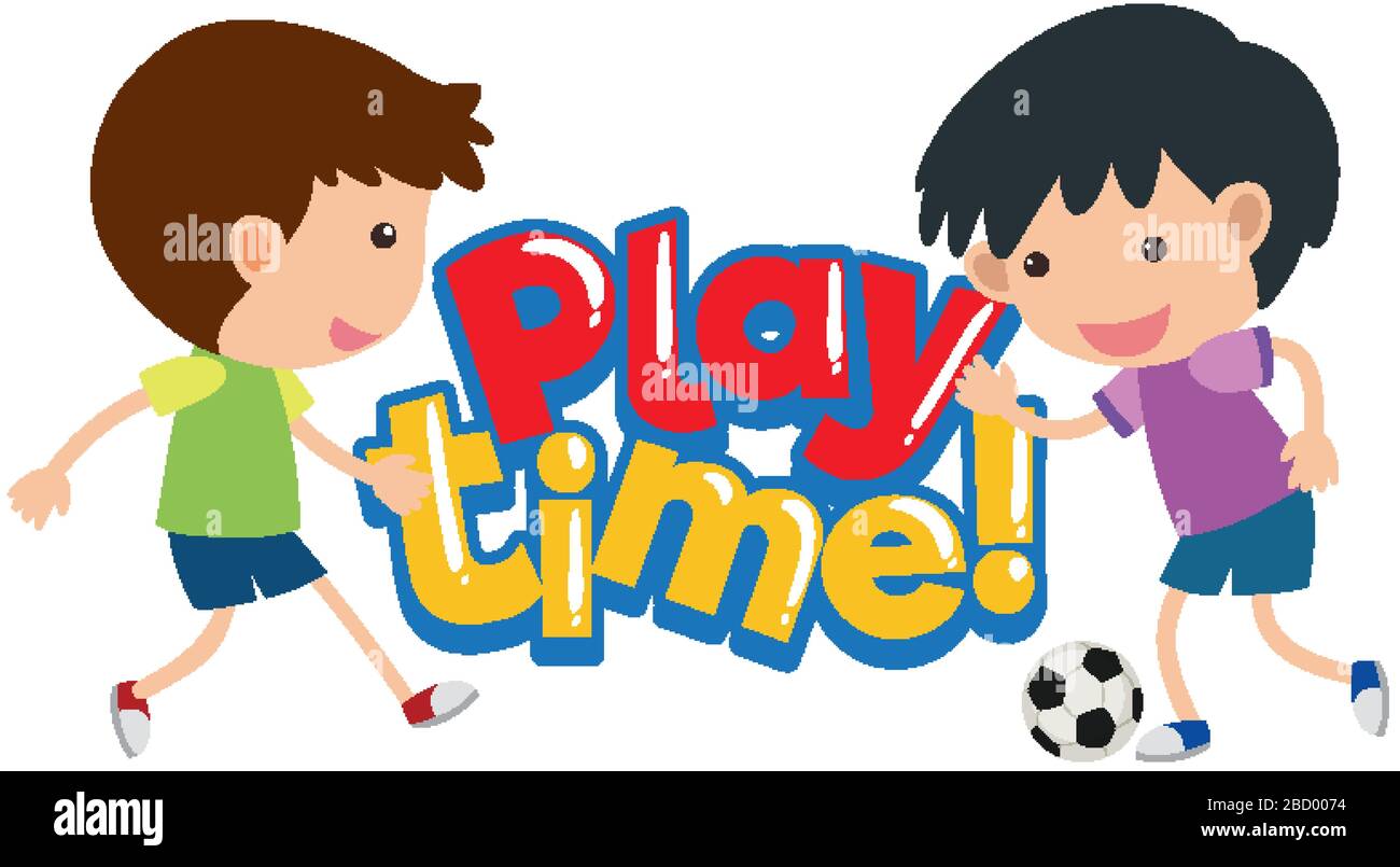 Font design for word play time with happy kids playing illustration ...