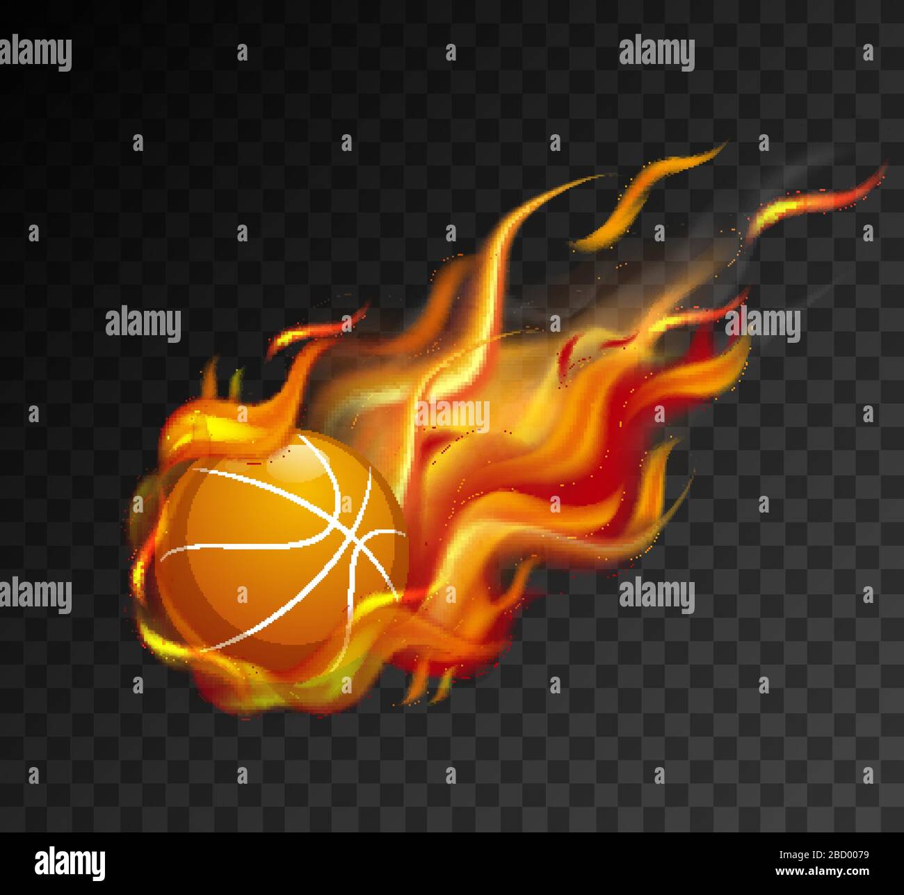 Basketball with flame on black background illustration Stock Vector ...