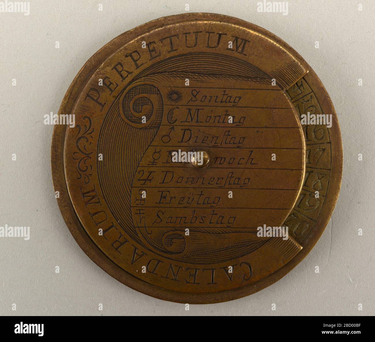 Perpetual calendar. Research in ProgressOne large brass disc and one ...