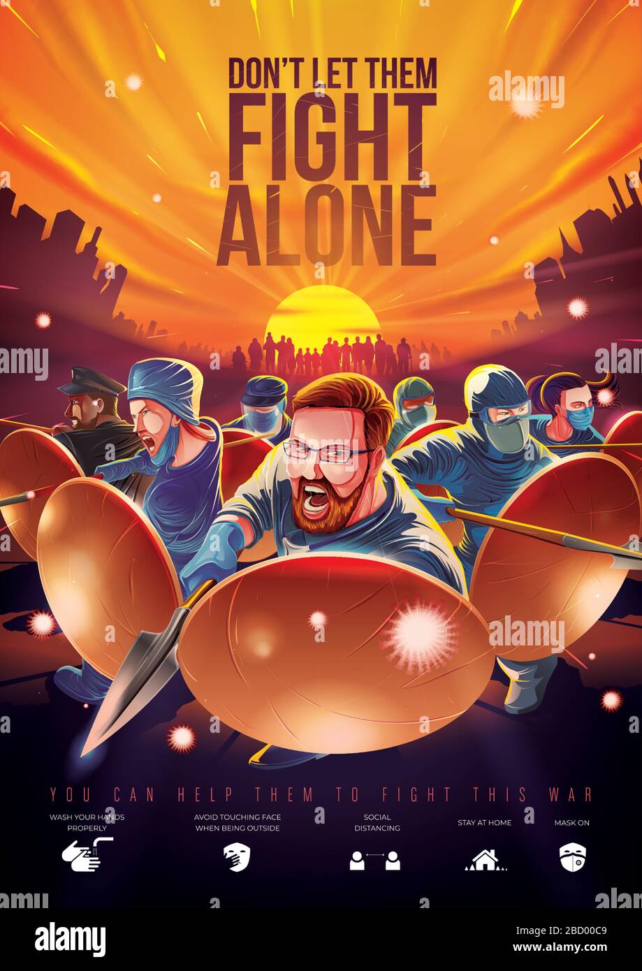 Poster design in vectoring art featuring the image of the medical team ...