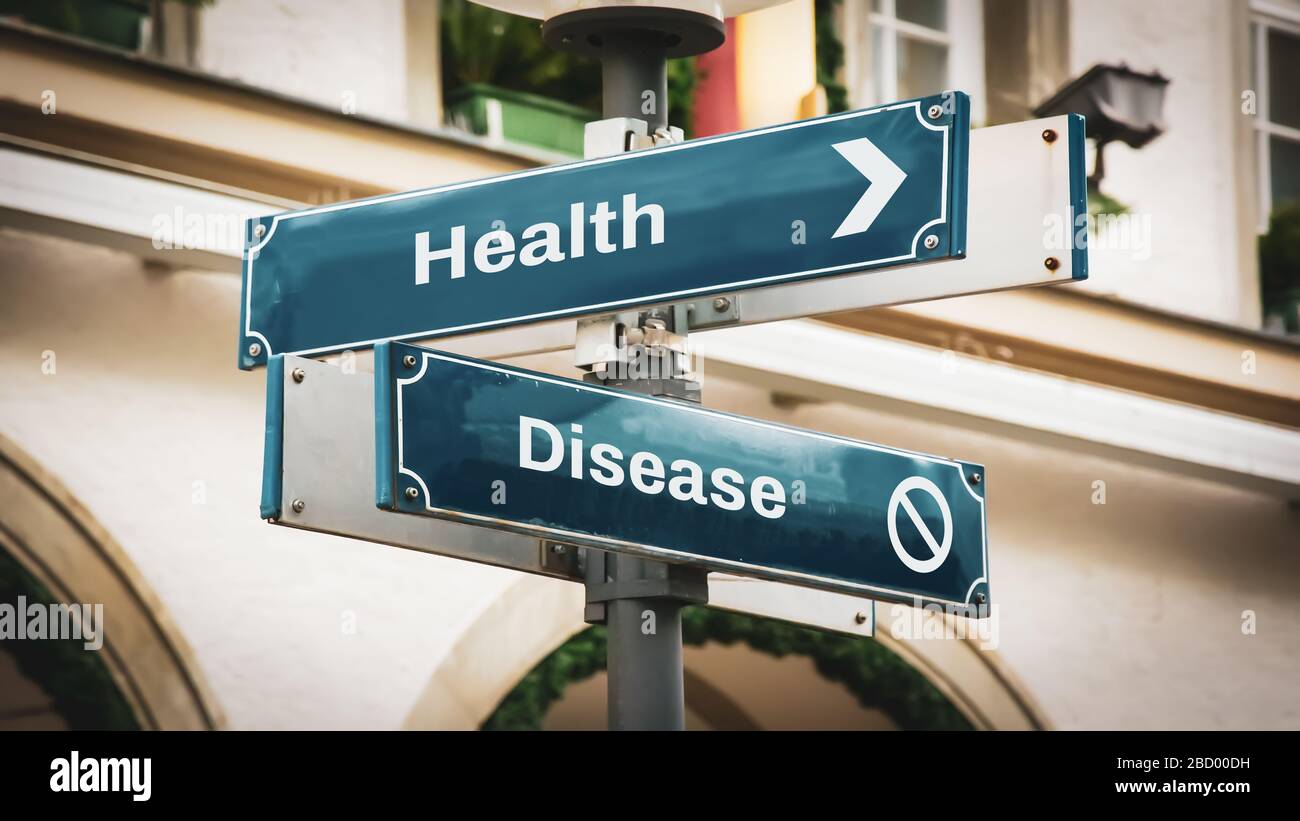Street Sign the Direction Way to Health versus Disease Stock Photo - Alamy