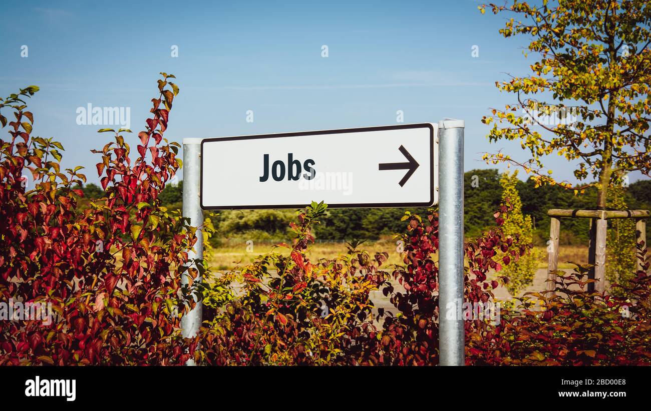 Street Sign the Direction Way to Jobs Stock Photo - Alamy