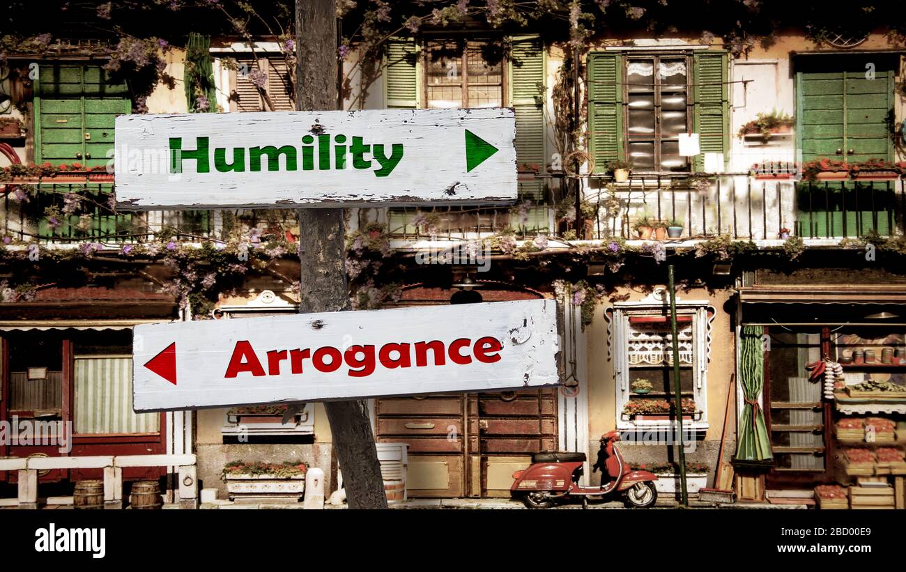 Street Sign the Direction Way to Humility versus Arrogance Stock Photo ...