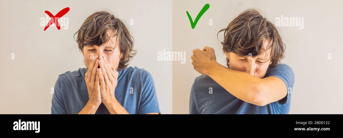 Comparison between wrong and right way to sneeze to prevent virus ...