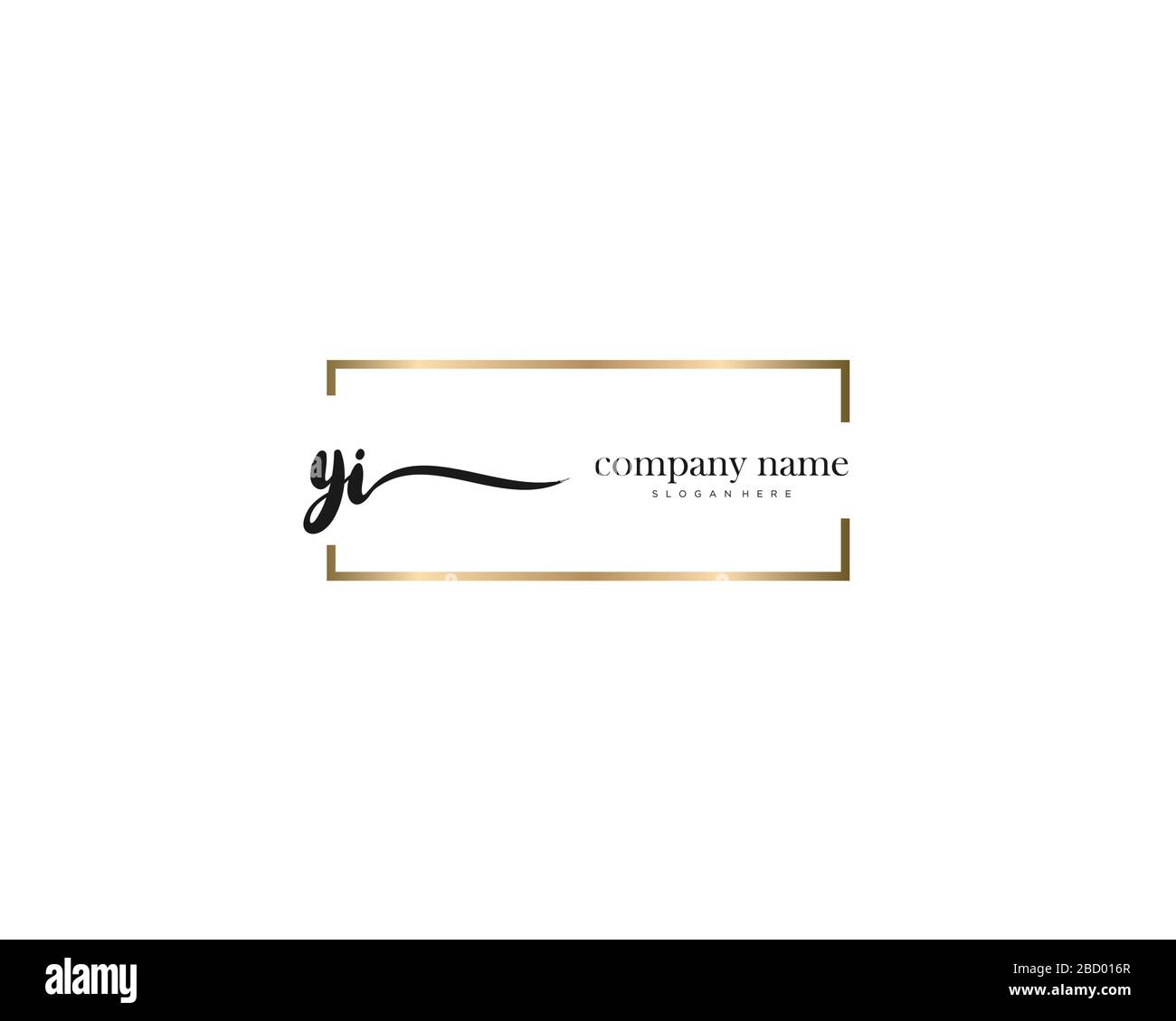 YI Initial Letter handwriting logo hand drawn template vector, logo for ...