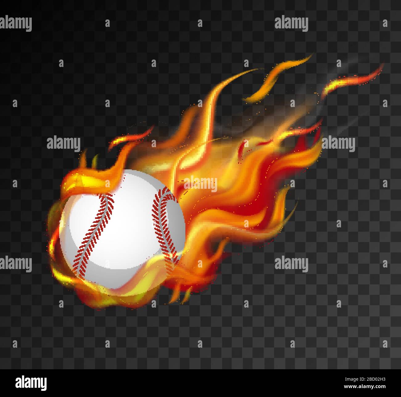 Baseball on fire shooting on black background illustration Stock Vector ...