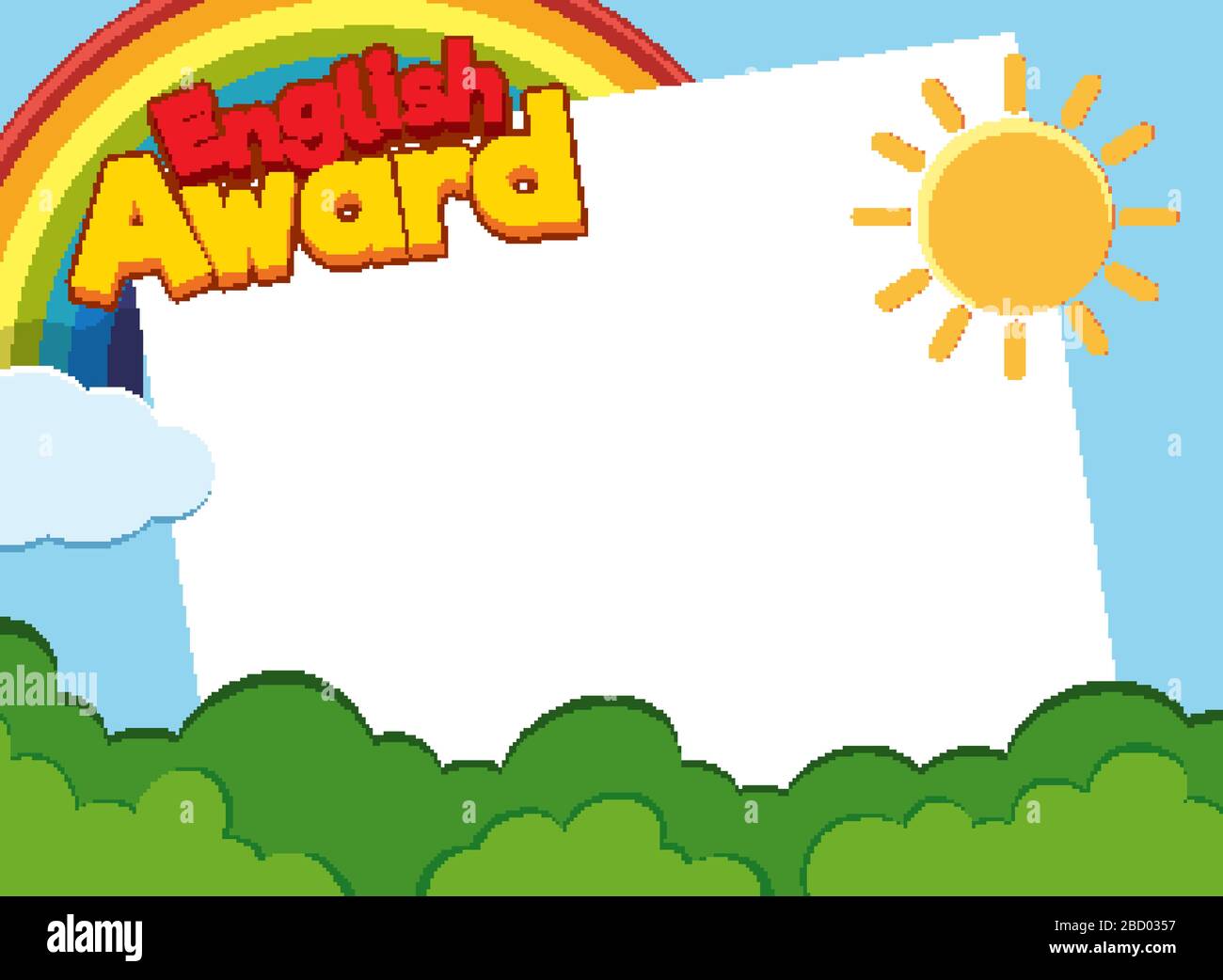 Background template design with garden scene illustration Stock Vector ...