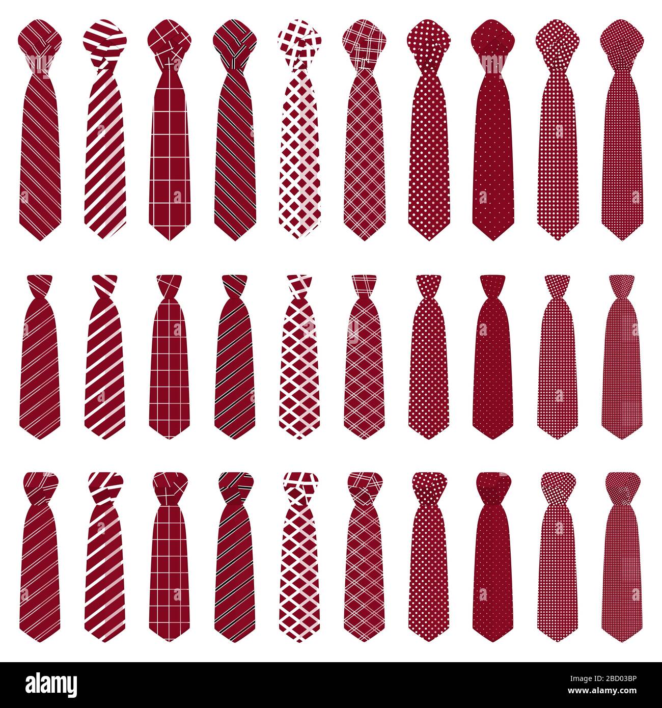 Illustration on theme big set ties different types, neckties various ...