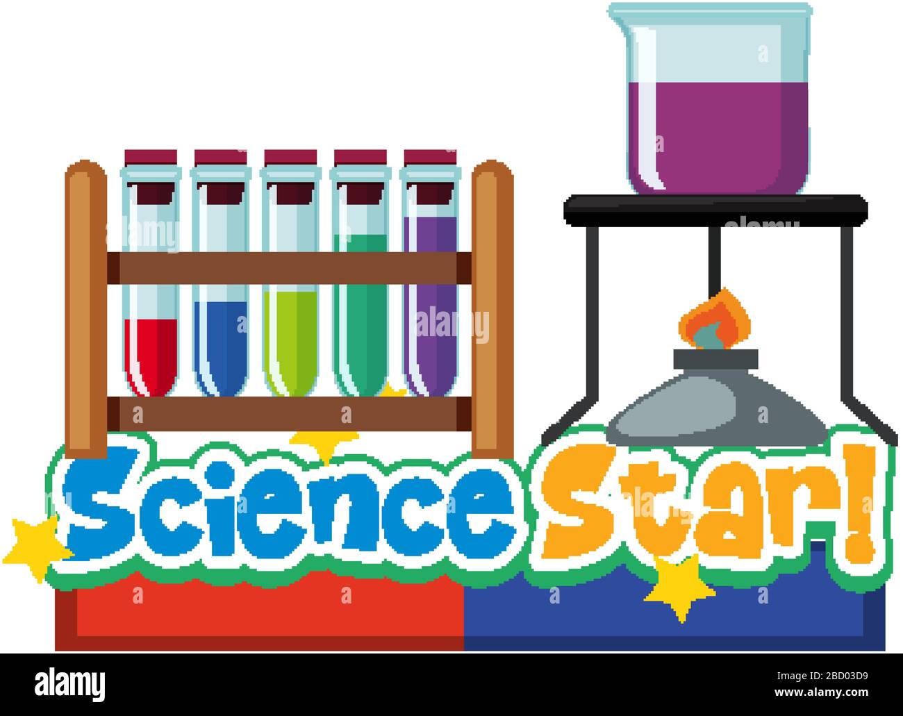 Font design for word science star with lab equipments on white ...