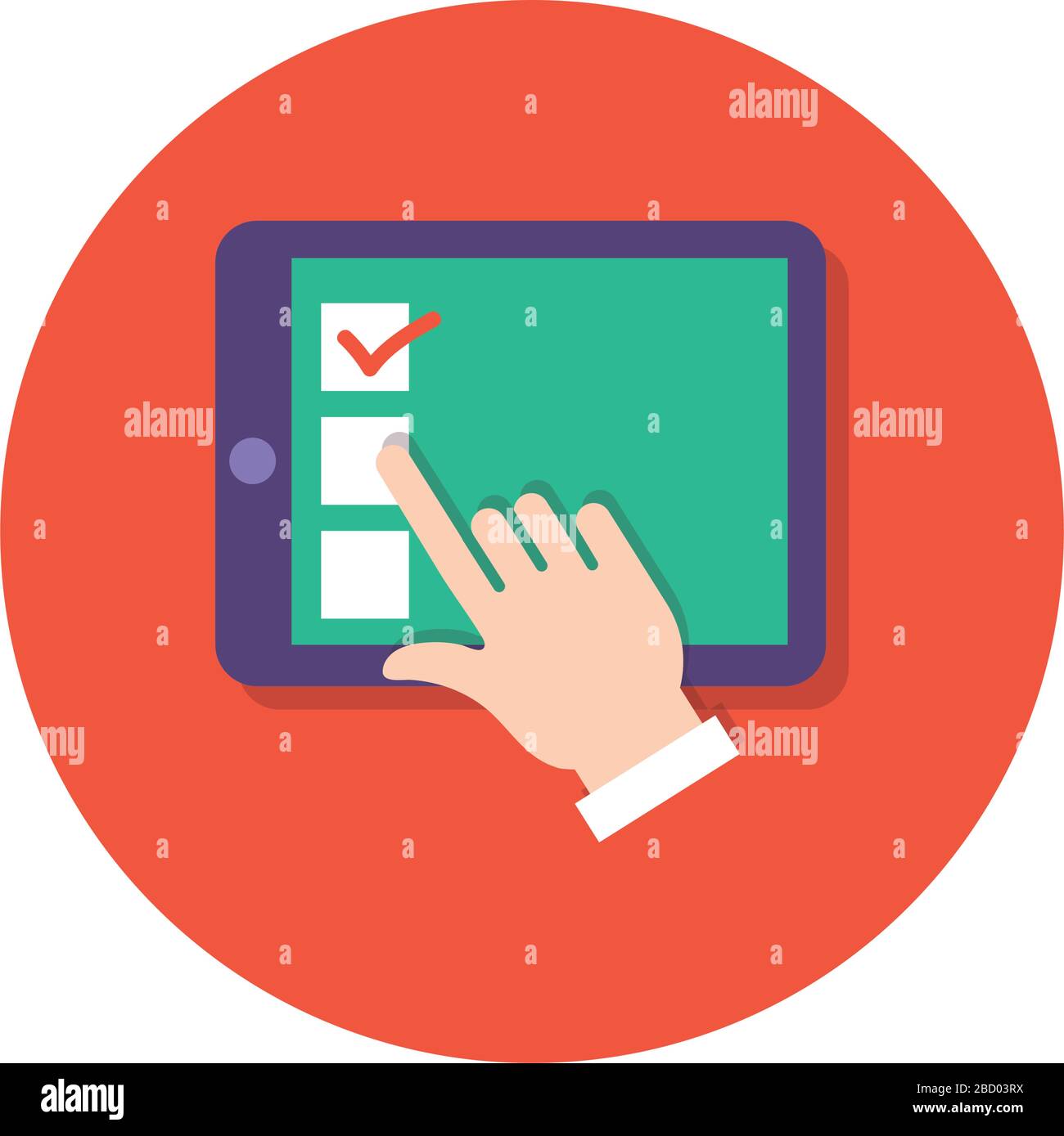 hand using tablet block and flat style Stock Vector Image & Art - Alamy