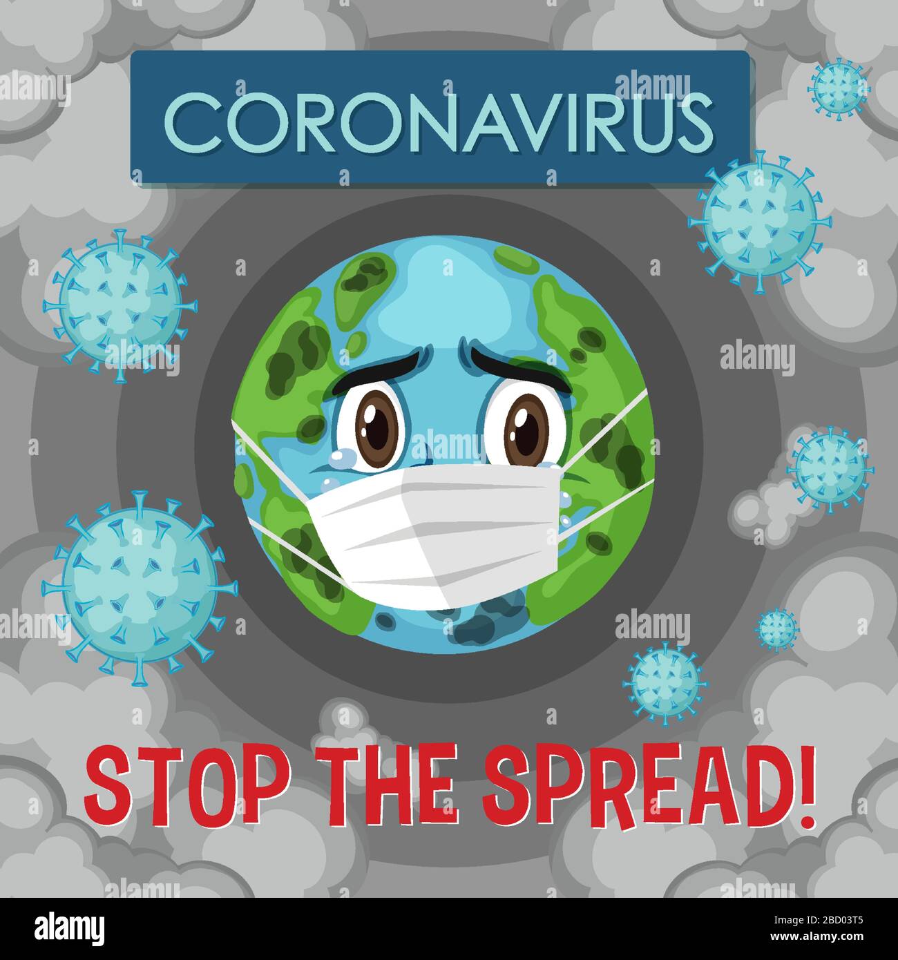 Coronavirus poster design with word stop the spread illustration Stock ...