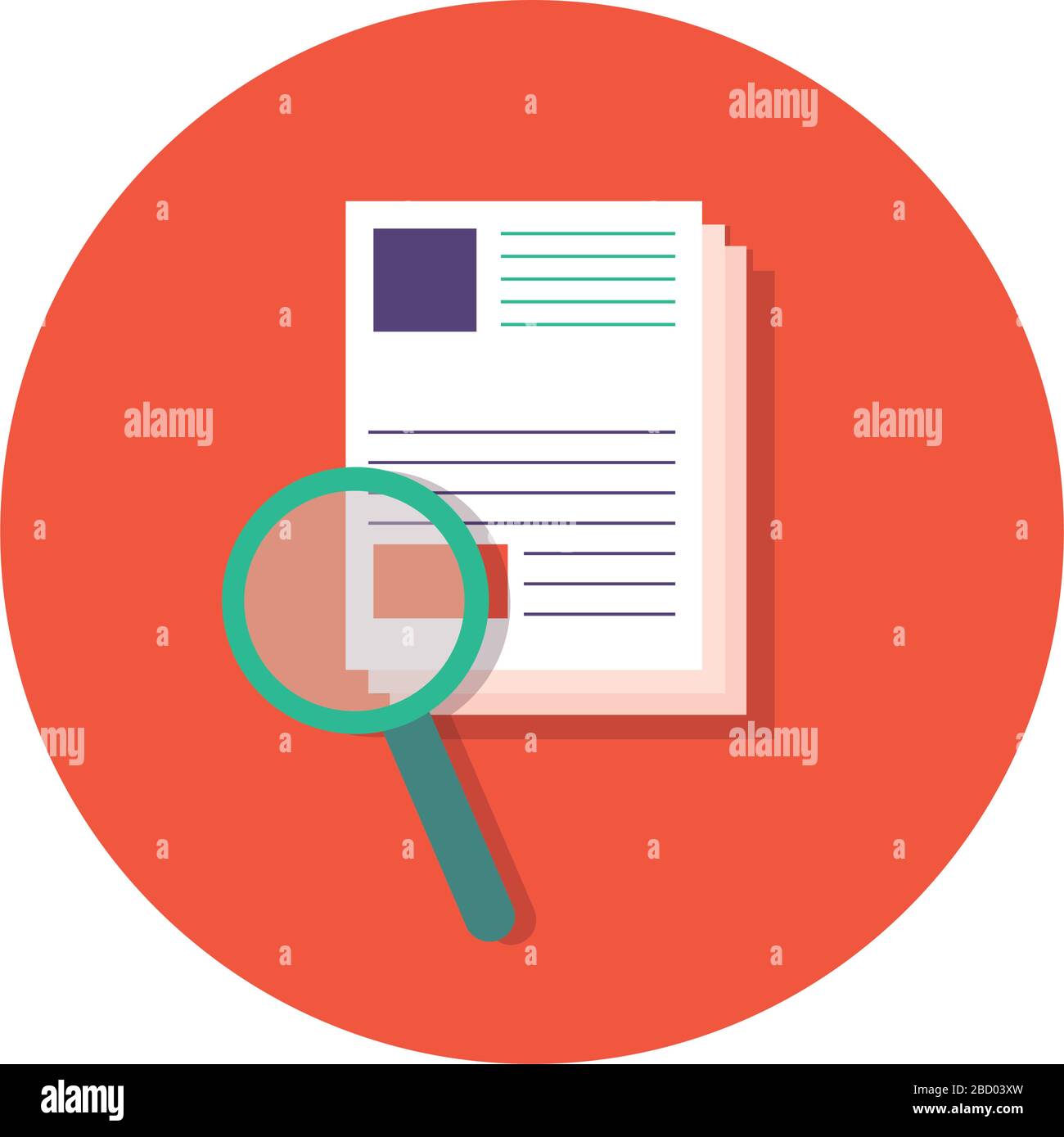 paper with magnifying glass block and flat style Stock Vector Image ...