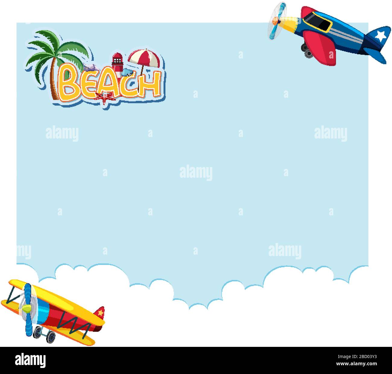 Background design template with planes flying in blue sky illustration ...