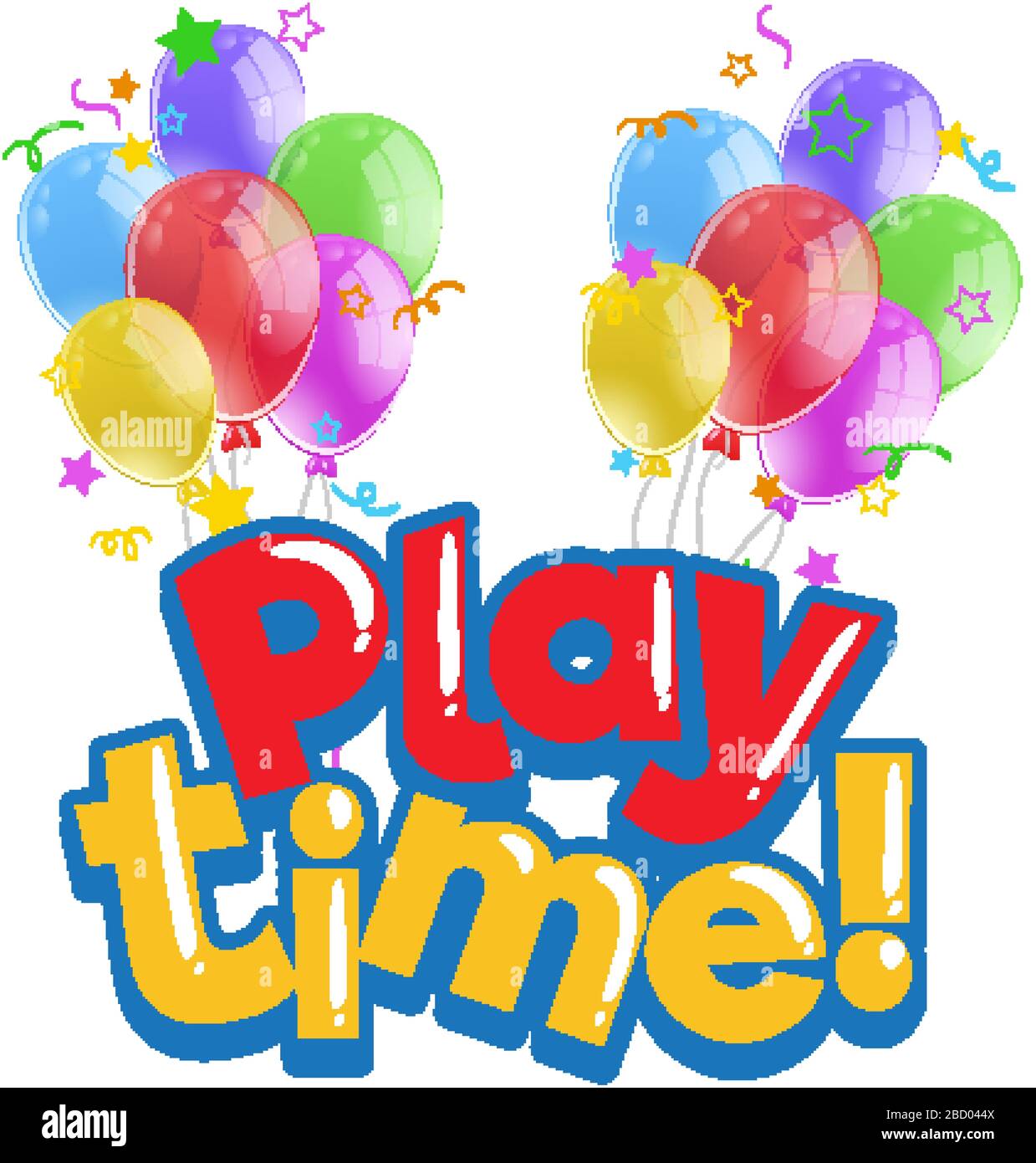 Font design for word play time with happy kids playing illustration ...