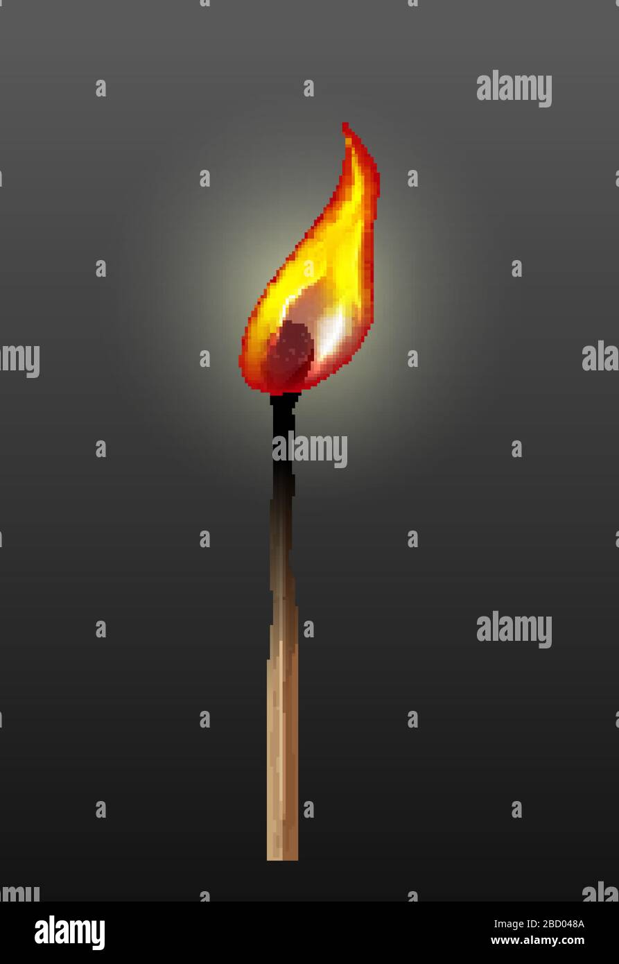 Match with bright light at the end on black background illustration ...