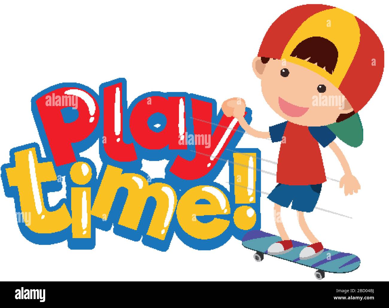 Font design for word play time with happy kids playing illustration ...