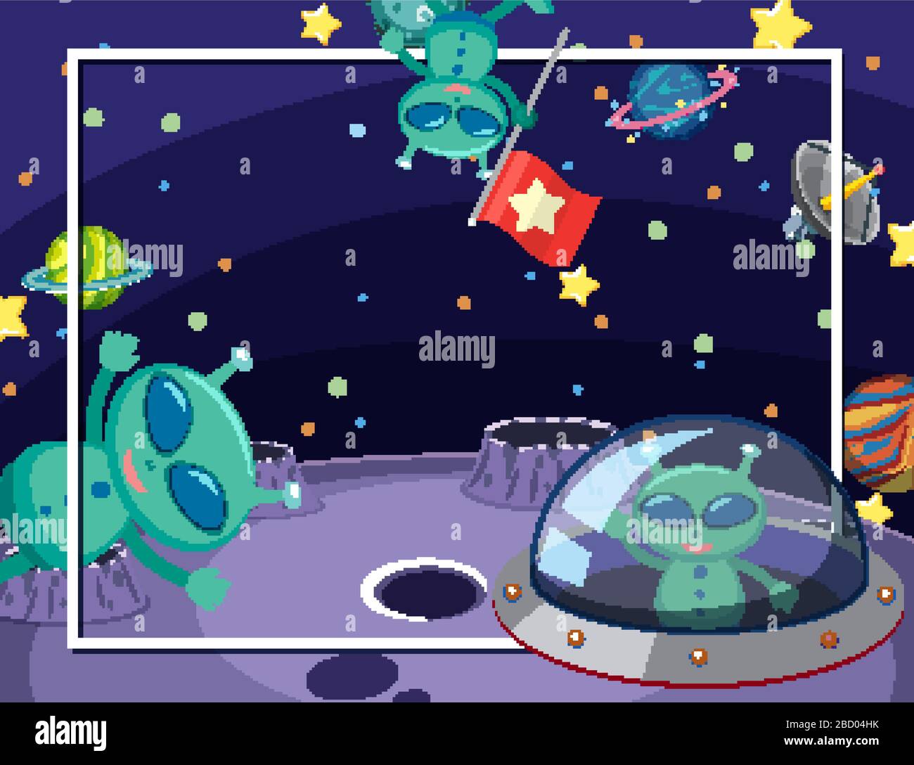 Frame template with many planets in the space background illustration ...