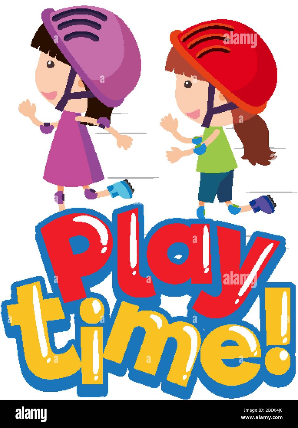 Font design for word play time with happy kids playing illustration ...