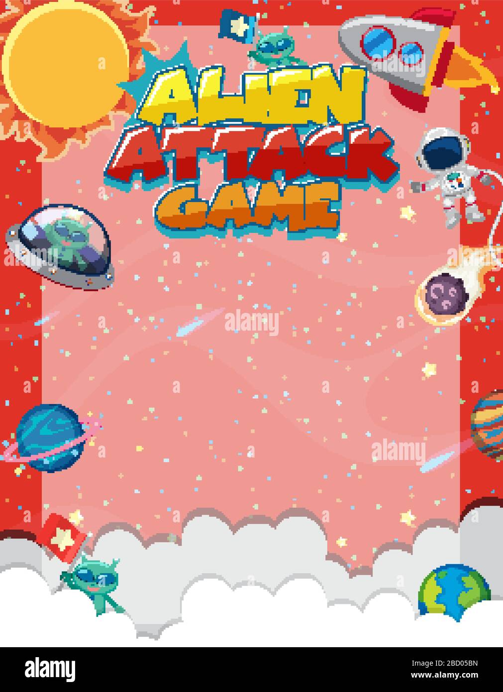 Frame template with many planets in the space background illustration ...