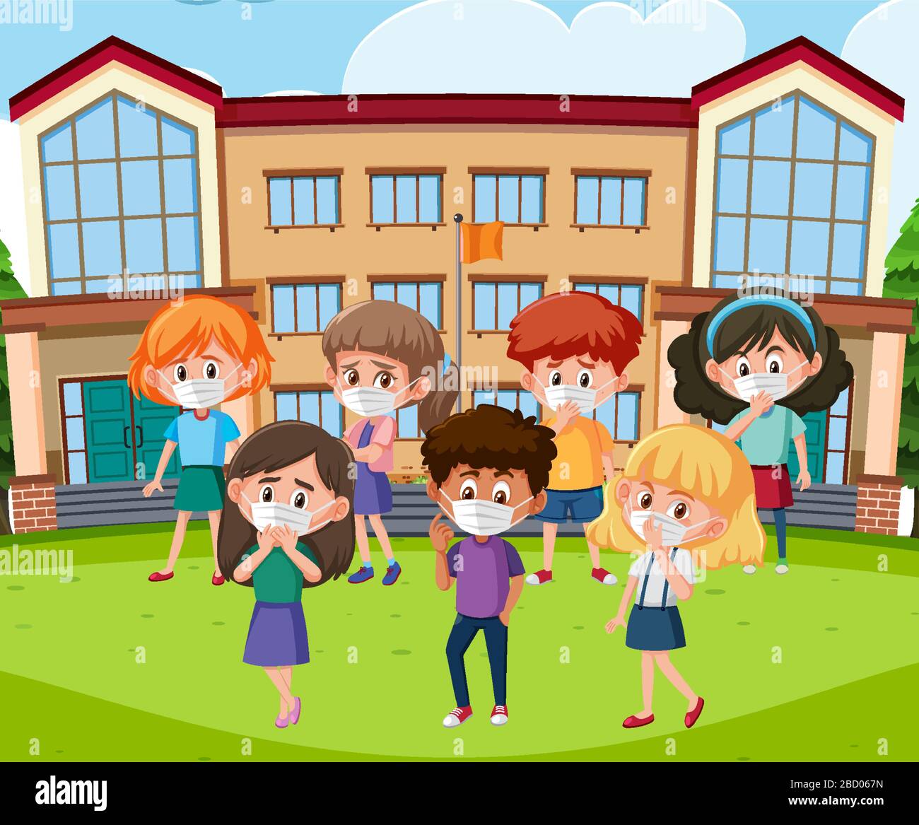 Scene with sick children at school illustration Stock Vector Image ...
